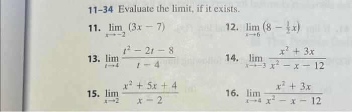 Solved 11-34 Evaluate the limit, if it exists. 11. lim (3x7) | Chegg.com