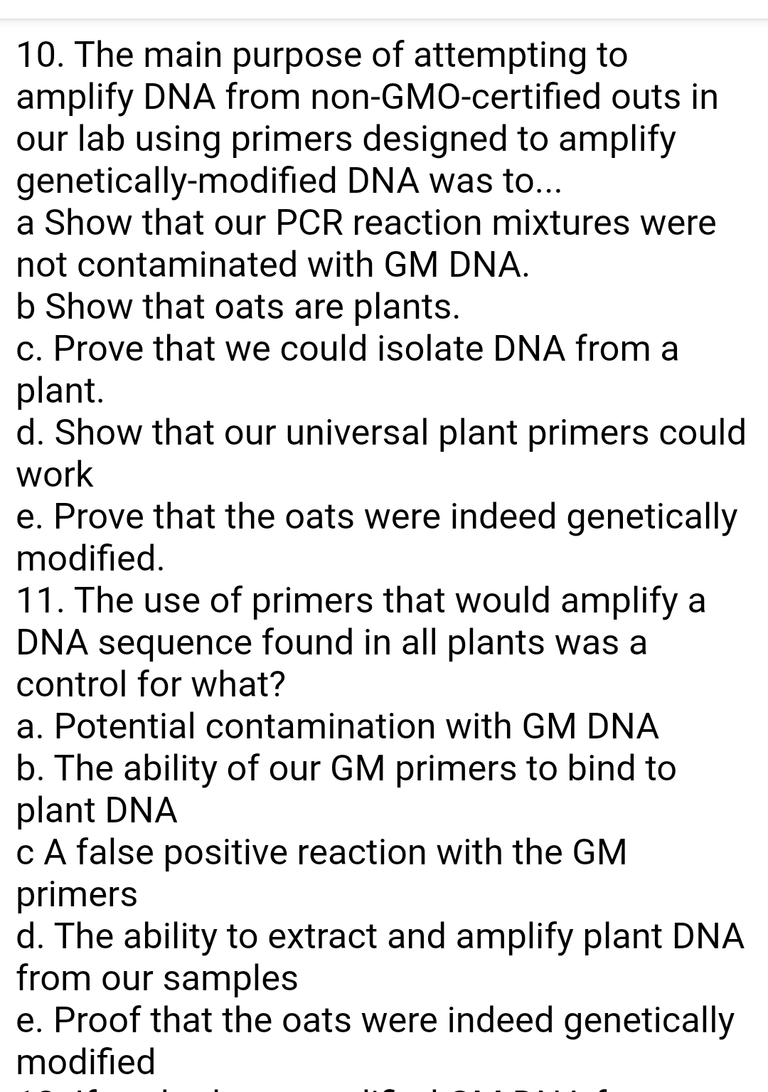 10. The main purpose of attempting to amplify DNA | Chegg.com