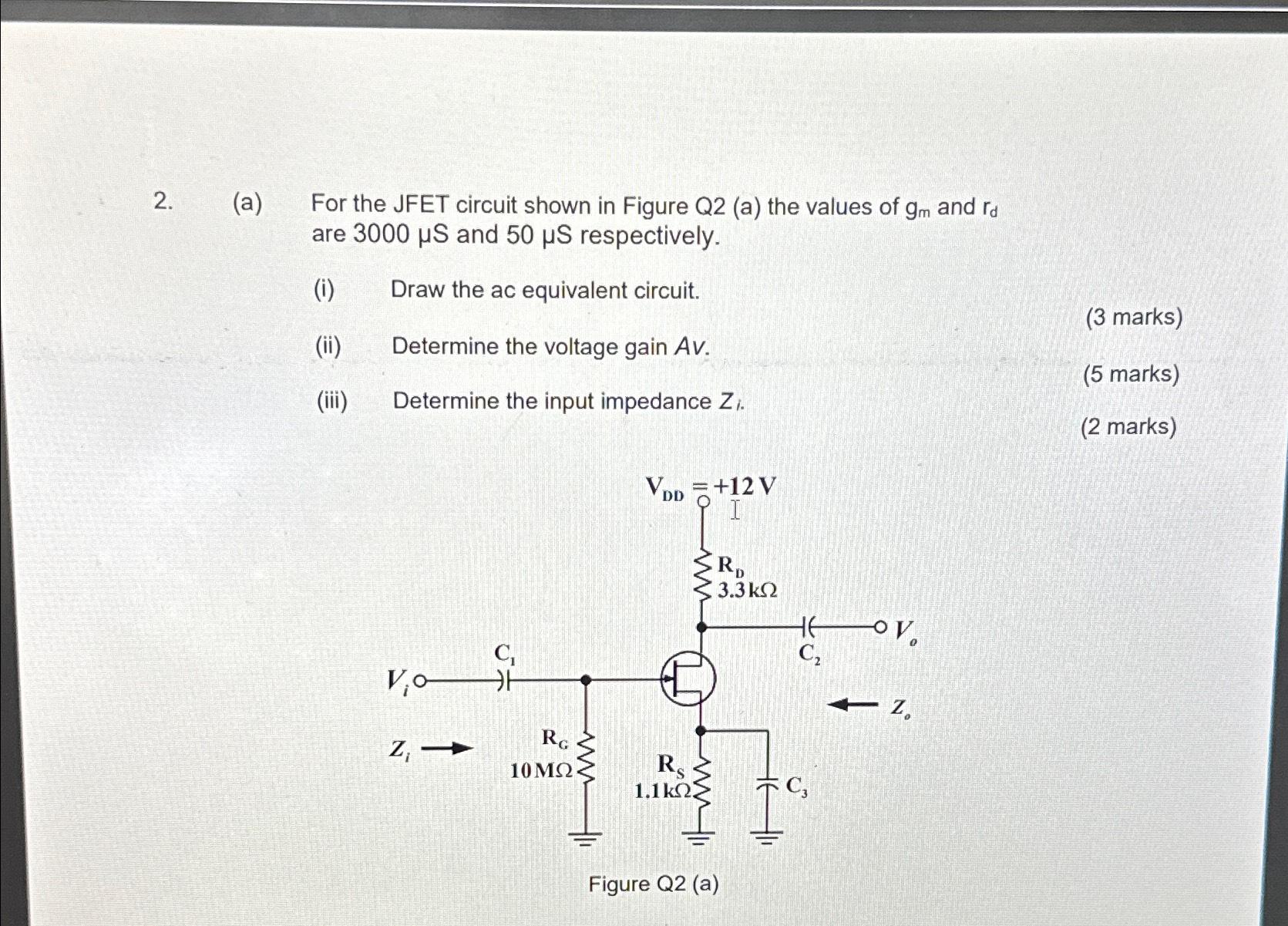 Solved (a) ﻿For the JFET circuit shown in Figure Q2 (a) ﻿the | Chegg.com