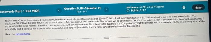 Solved omework-Part 1 Fall 2023 Question 5, E8-3 (similar | Chegg.com Solved omework-Part 1 Fall 2023 Question 5, E8-3 (similar | Chegg.com