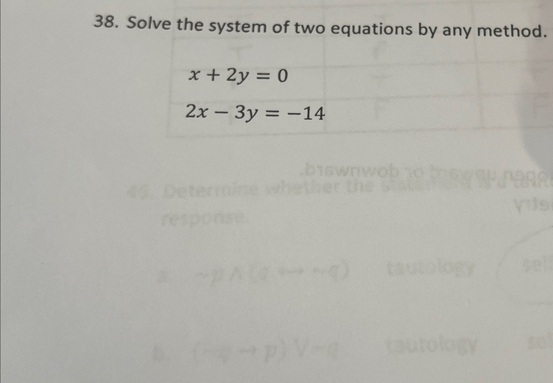 Solved Solve the system of two equations by any | Chegg.com