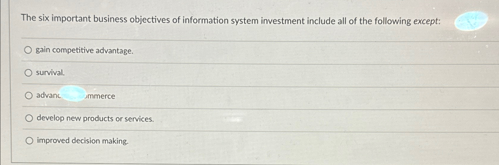 Solved The six important business objectives of information | Chegg.com