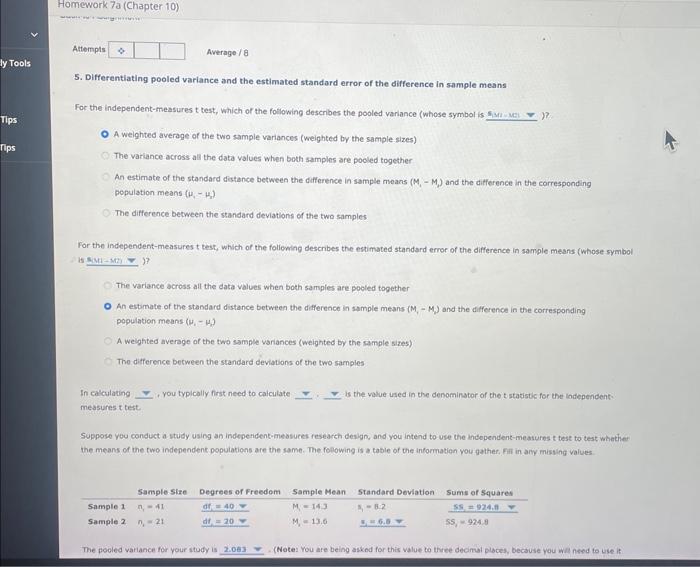 Solved 5. Differentiating pooled variance and the estimated | Chegg.com