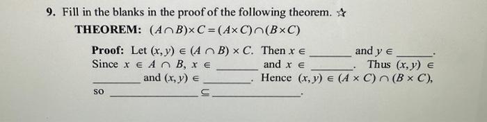 Solved Fill in the blanks in the proof of the following | Chegg.com