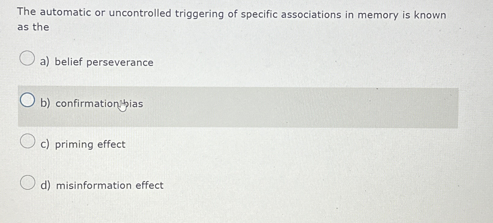Solved The automatic or uncontrolled triggering of specific | Chegg.com