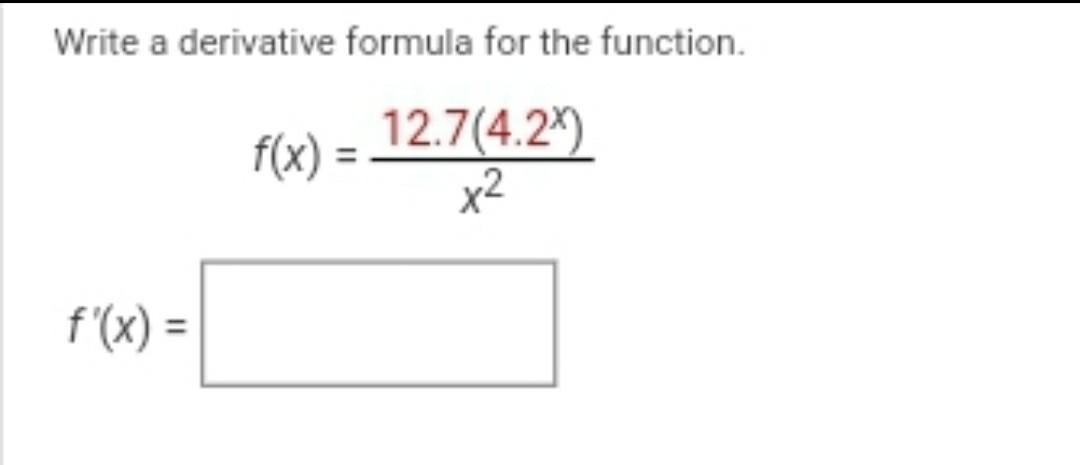 Solved Write a derivative formula for the function. | Chegg.com