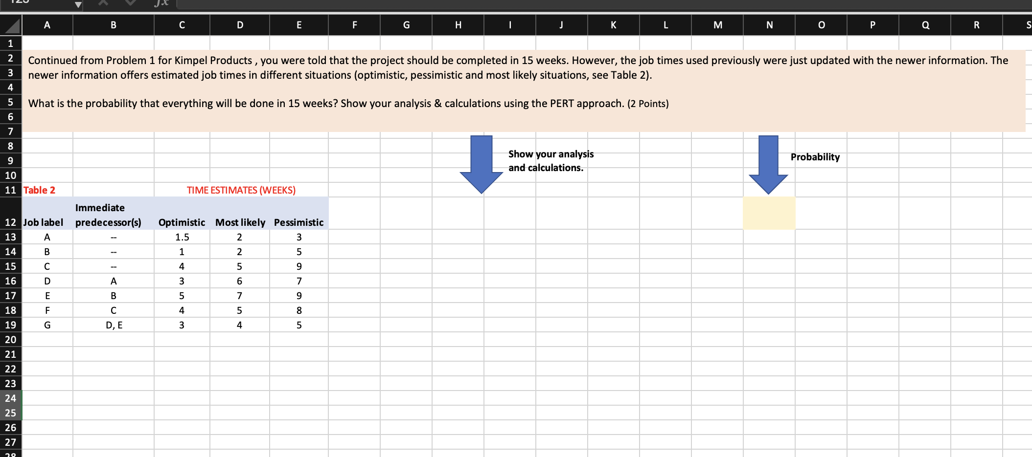 Solved newer information offers estimated job times in | Chegg.com