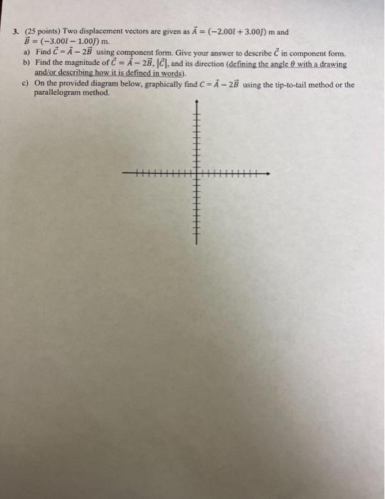 Solved 3. (25 points) Two displacement vectors are given as | Chegg.com
