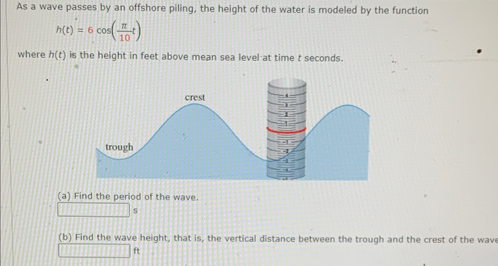 Solved As a wave passes by an offshore piling, the height of | Chegg.com
