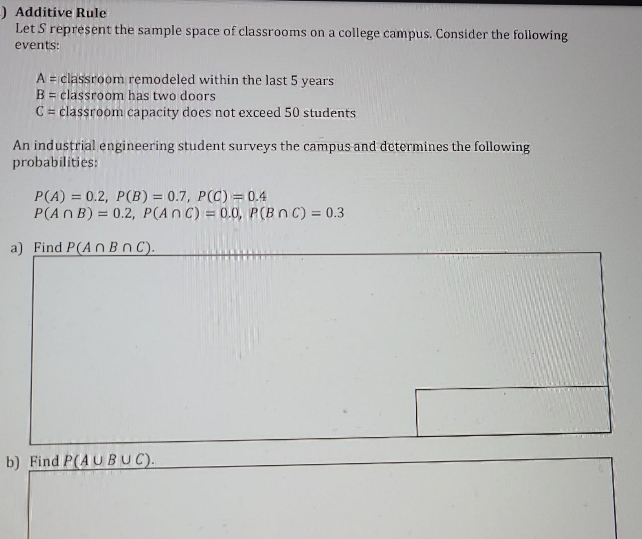 Solved Additive Rule Let S represent the sample space of | Chegg.com