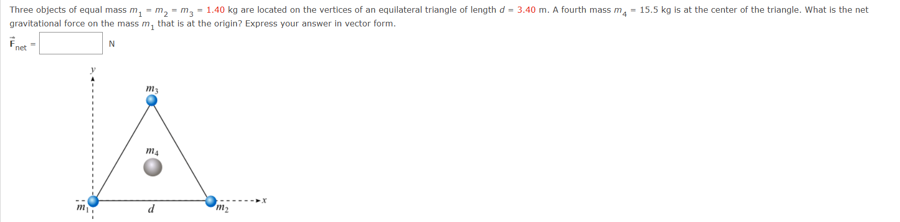 Solved Three objects of equal mass m1=m2=m3=1.40kg ﻿are | Chegg.com