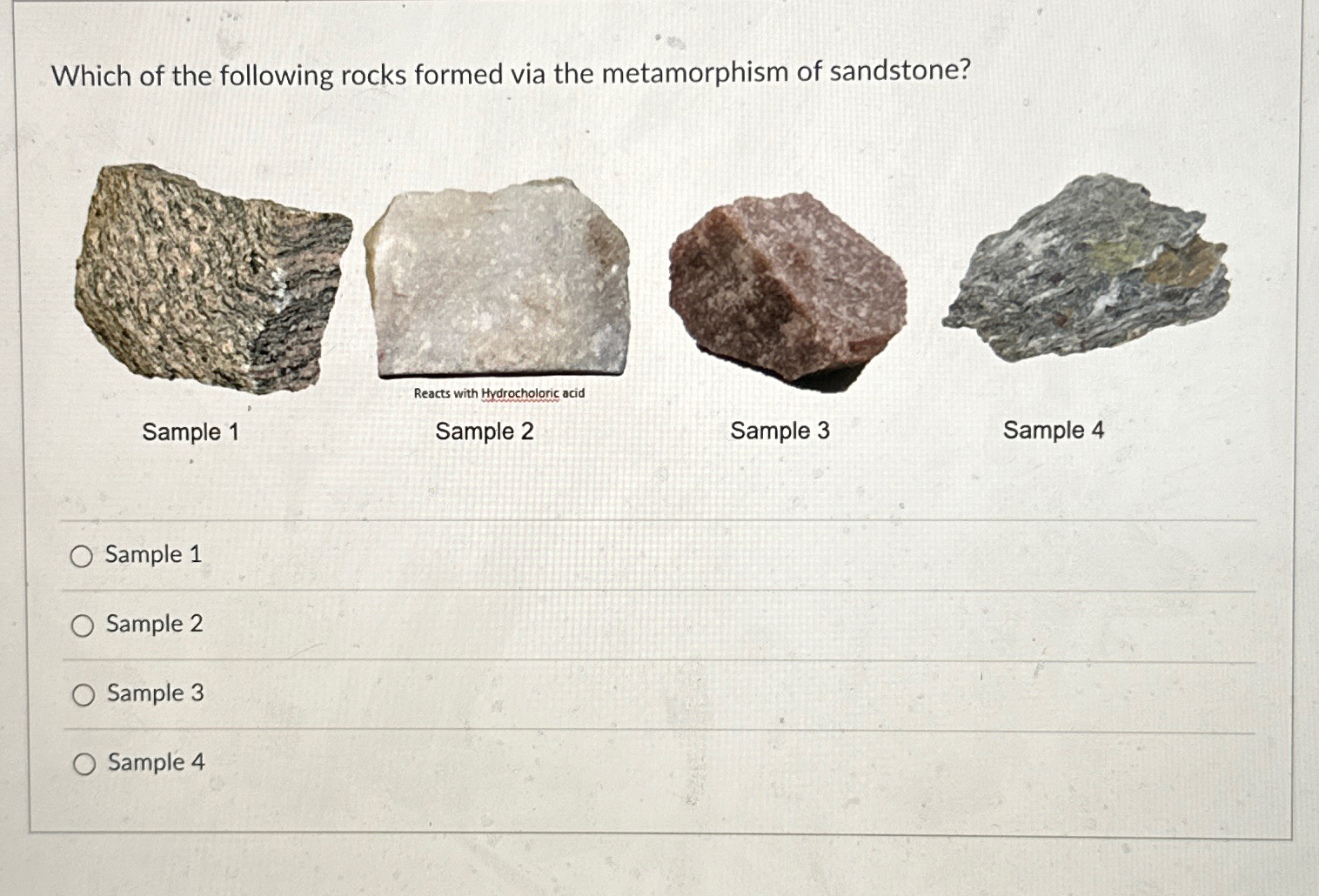 Solved Which of the following rocks formed via the | Chegg.com