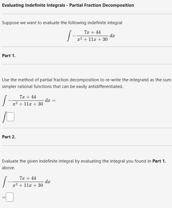 Evaluating Indefinite Integrals - ﻿Partial Fraction | Chegg.com