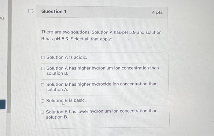 There are two solutions: Solution A has.pH 5.0 and | Chegg.com