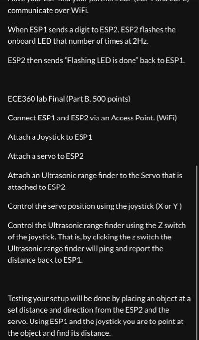 Solved ECE360 lab Final (Part A, 300 points) Have your ESP | Chegg.com