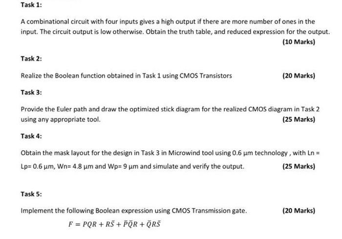 Solved Task 1: A combinational circuit with four inputs | Chegg.com