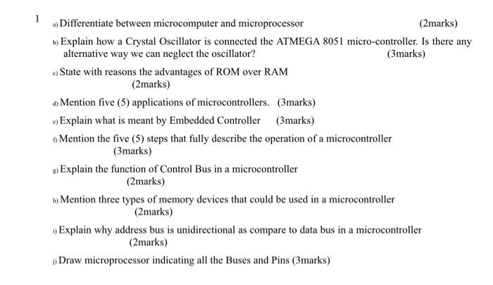Solved 1 a) Differentiate between microcomputer and | Chegg.com