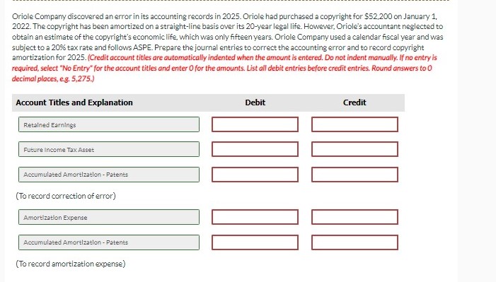 Solved Oriole Company discovered an error in its accounting | Chegg.com
