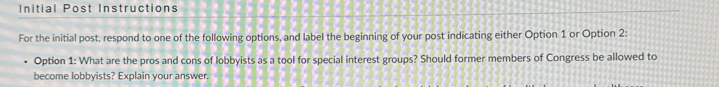 Solved Initial Post InstructionsFor the initial post, | Chegg.com