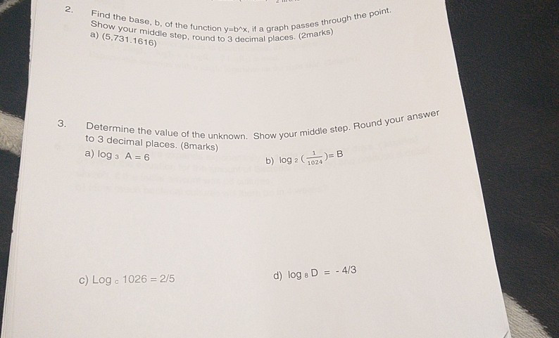 Solved Find the base, b, of the function y=b^x, if a graph | Chegg.com