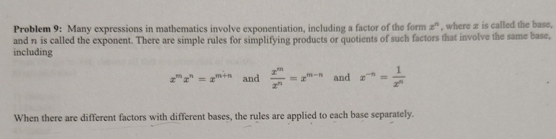 Solved Problem 9: Many expressions in mathematics involve | Chegg.com