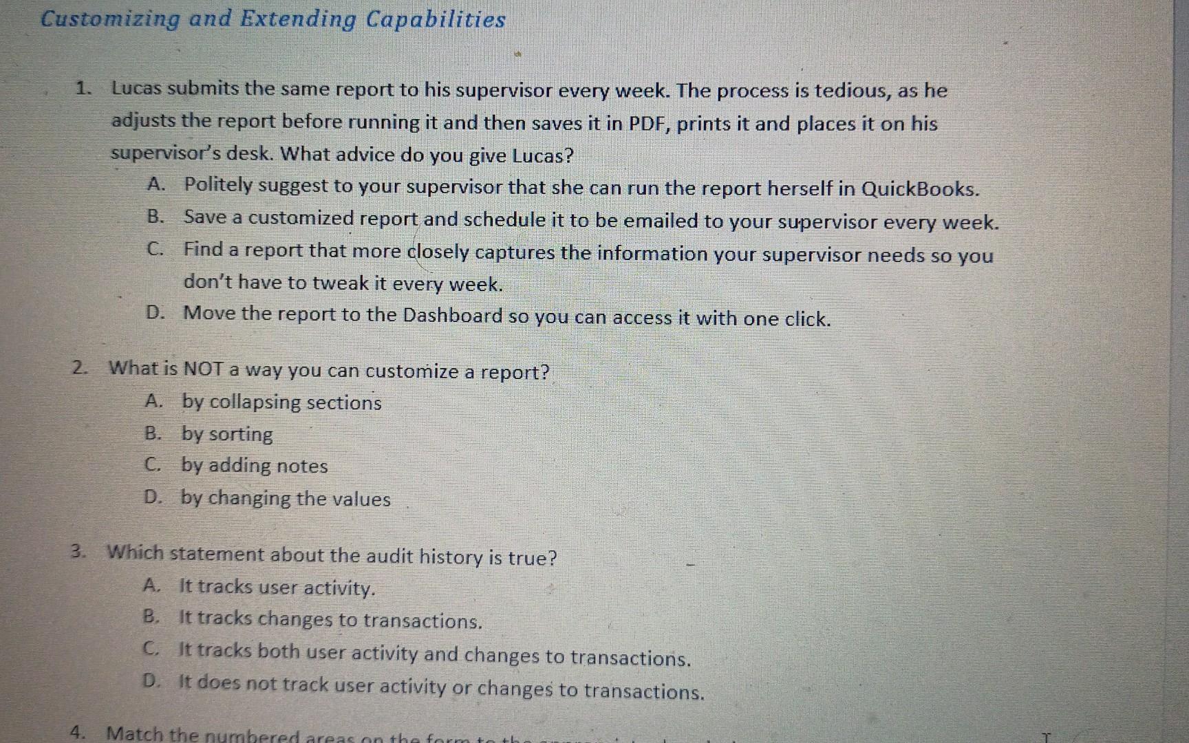 Solved 1. Lucas submits the same report to his supervisor | Chegg.com