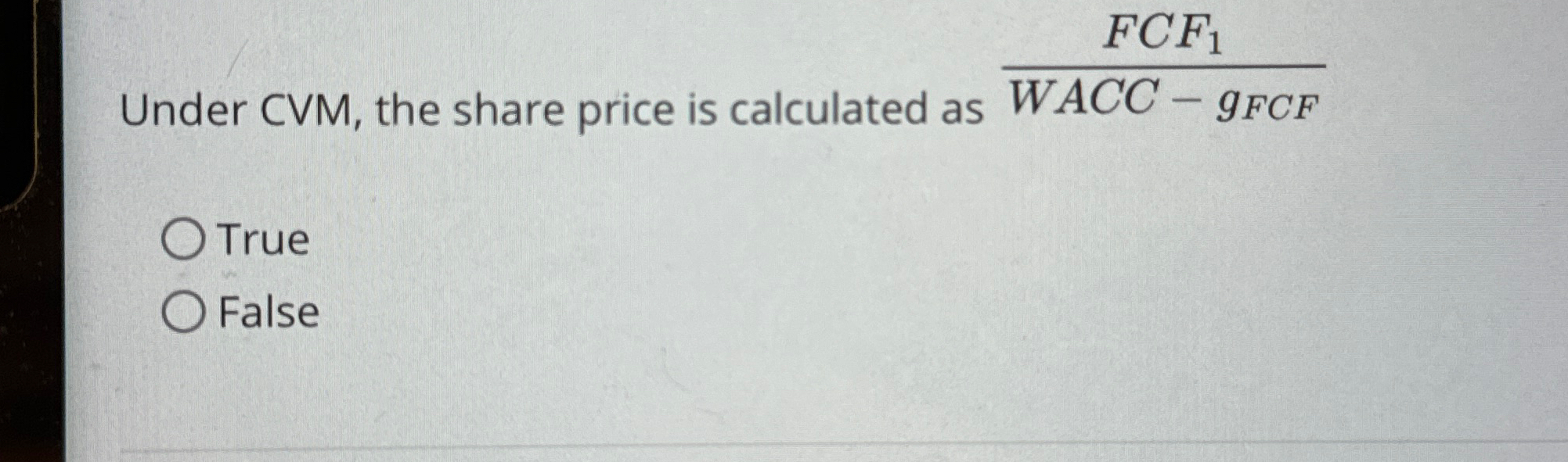 Solved Under CVM, ﻿the share price is calculated as | Chegg.com