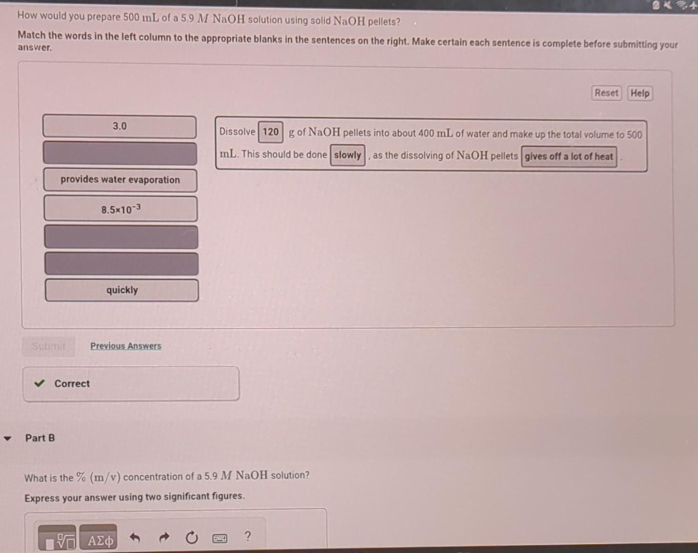 Solved How would you prepare 500 mL of a 5.9MNaOH solution | Chegg.com