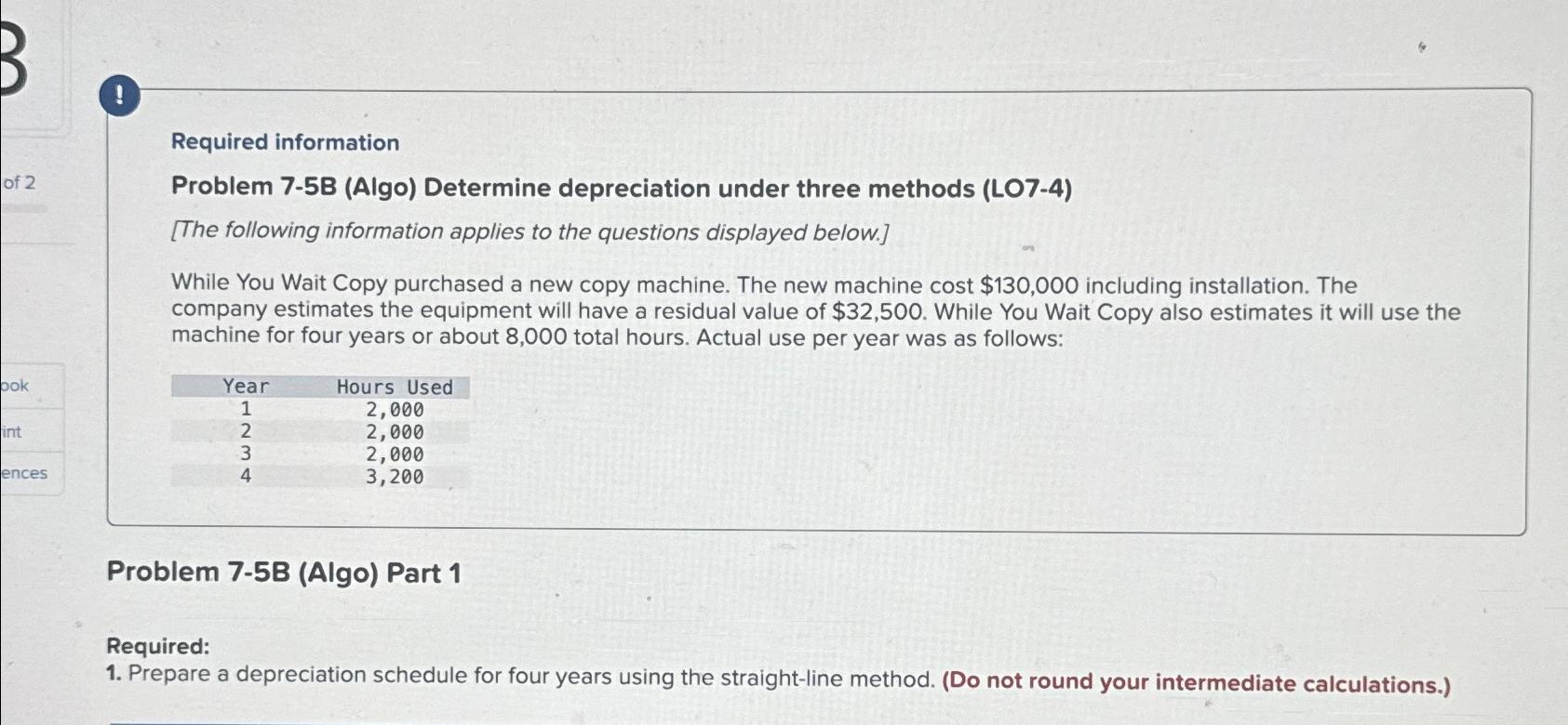 Solved !Required informationProblem 7-5B (Algo) ﻿Determine | Chegg.com