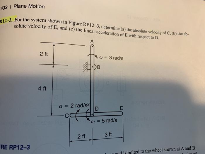 Solved 433 | Plane Motion R12-3. For the system shown in | Chegg.com