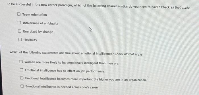 Solved To be successful in the new career paradigm, which of | Chegg.com