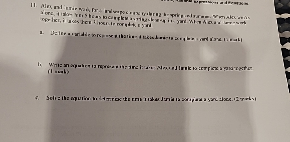 Solved Alex and Jamie work for a landscape company during | Chegg.com