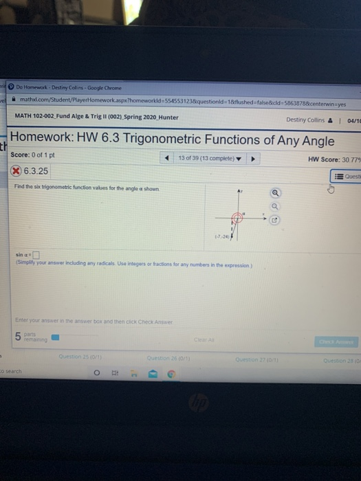 Solved Do Homework - Destiny Collins - Google Chrome | Chegg.com