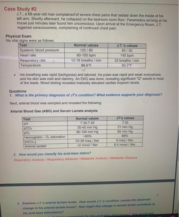 Solved Case Study #2 J.T., a 68-year-old man complained of | Chegg.com