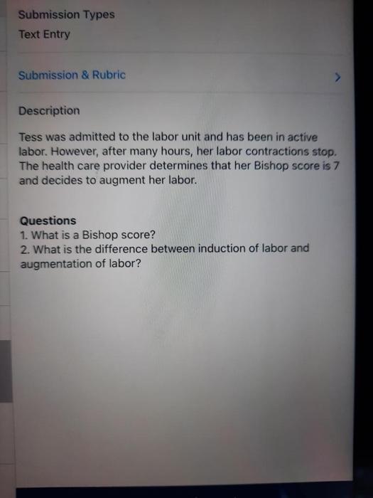 Solved Submission Types Text Entry Submission & Rubric > | Chegg.com