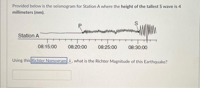 Solved Provided below is the seismogram for Station A where | Chegg.com