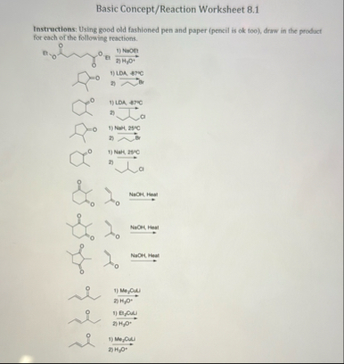 Solved Basic Concept/Reaction Worksheet 8.1Instructions: | Chegg.com