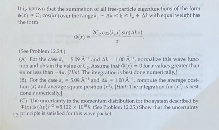 Solved It is known that the summation of all free-particle | Chegg.com