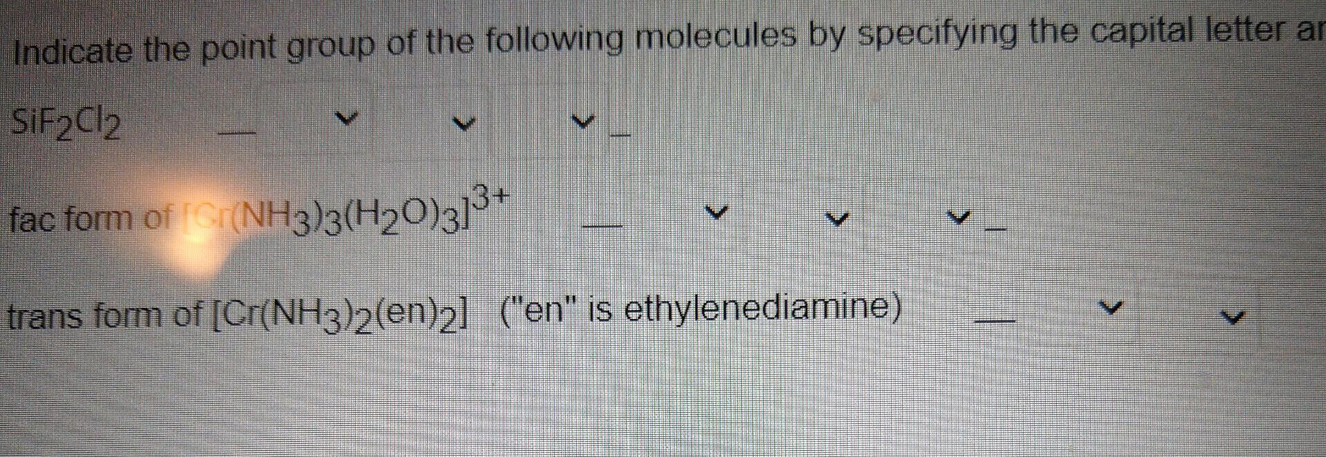 Solved indicate the point group of the following molecules | Chegg.com