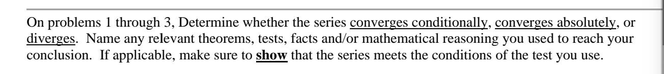 Solved On problems 1 through 3, Determine whether the series | Chegg.com