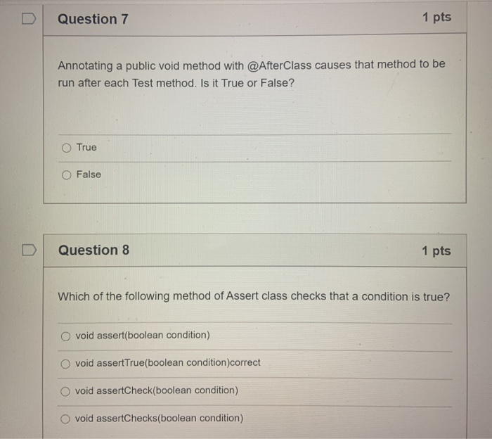 Solved Question 7 1 pts Annotating a public void method with | Chegg.com