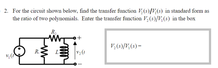 For the circuit shown below, find the transfer | Chegg.com