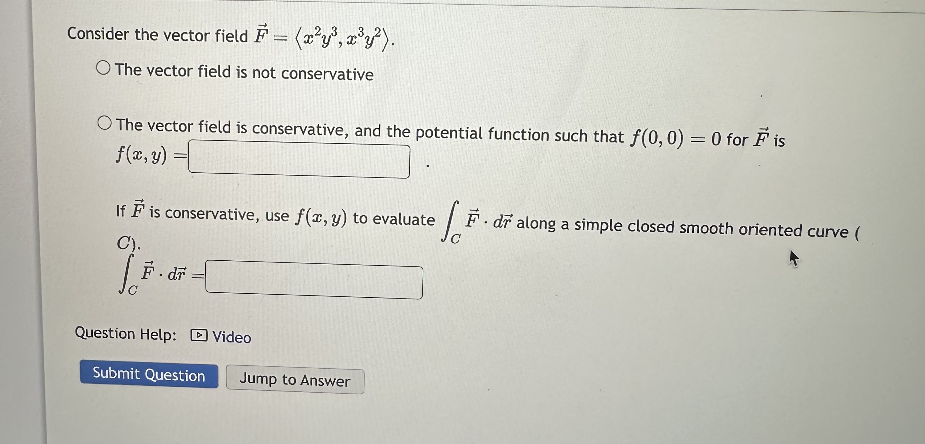 Solved Consider the vector field vec(F)=(:x2y3,x3y2:).The | Chegg.com