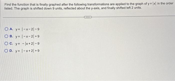 Solved Find the function that is finally graphed after the | Chegg.com