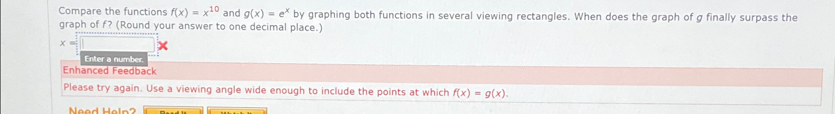 Solved Compare the functions f(x)=x10 ﻿and g(x)=ex ﻿by | Chegg.com