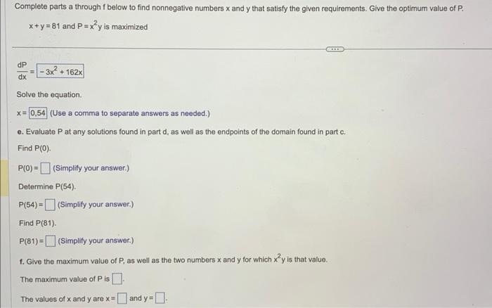 Solved Complete parts a through f below to find nonnegative | Chegg.com