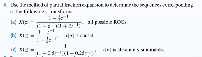 Solved 4. Use the method of partial fraction expansion to | Chegg.com
