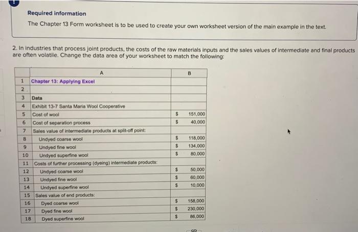 Solved Required information The Chapter 13 Form worksheet is | Chegg.com