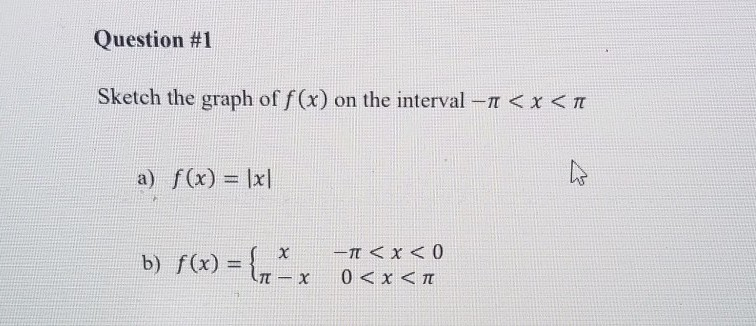 Solved Question #1 Sketch the graph of f(x) on the interval | Chegg.com