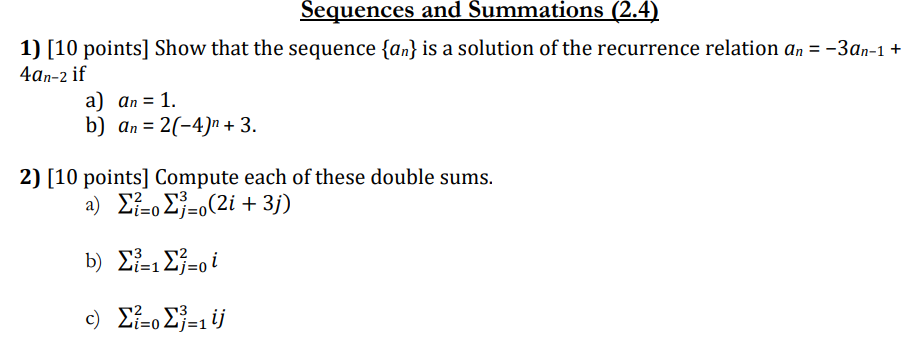 Solved Sequences and Summations (2.4)[10 ﻿points] ﻿Show that | Chegg.com